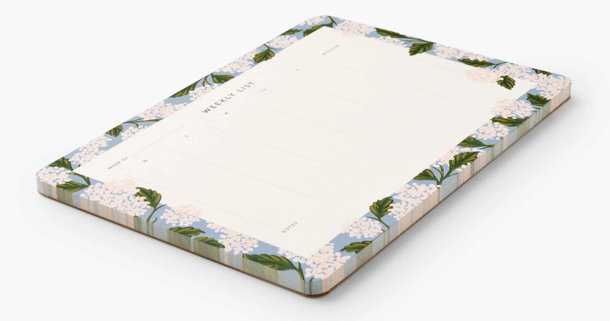 Rifle Paper Co. Weekly Notepad - Hydrangea – Duly Noted Stationery