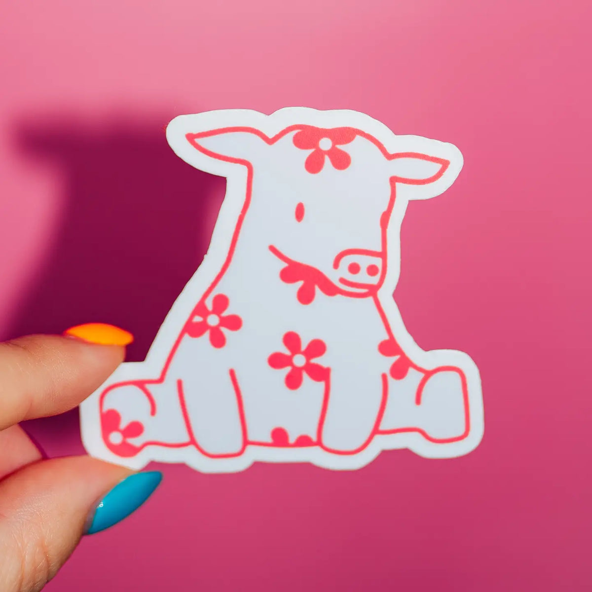 Sticker - Pink and White Cow – Duly Noted Stationery