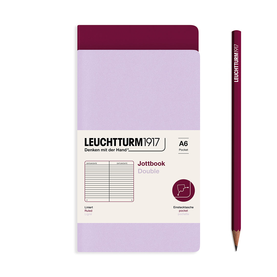 LEUCHTTURM1917 Jottbook Double A6 - Lilac/Port Red, Ruled – Duly Noted ...